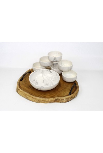 Mitra 7'li Çerezlik Mermer Desenli Mitra 7'li Çerezlik Mermer Desenli