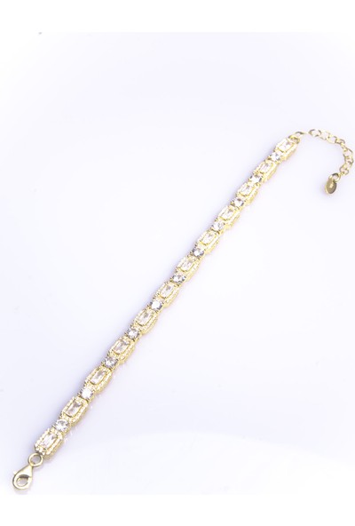 Dada Dikdörtgen Zirkon Gümüş Bileklik Gold Kaplama Dada Dikdörtgen Zirkon Gümüş Bileklik Gold Kaplama