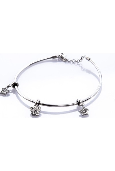Dada Yıldız Kelebek Taşlı Gümüş Bileklik