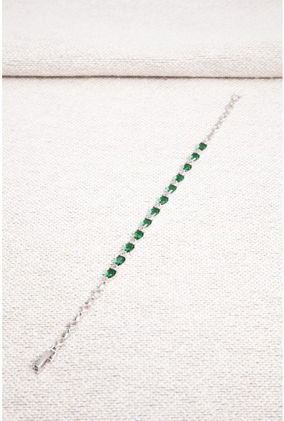 Dada Zümrüt Taşlı Gümüş Bileklik