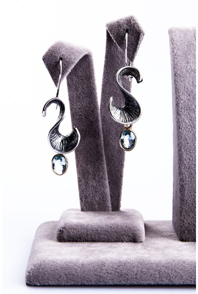 Dada Tourmaline Taşlı Kuğu Gümüş Küpe