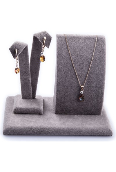 Dada Swarovski Element Rose Kaplama 2'li Gümüş Set