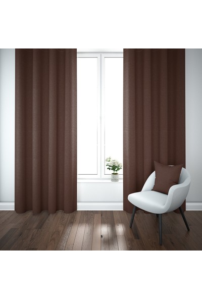 Jappe Acı Kahve Petek Kadife Dokulu Düz Dikim Tek Kanat Fon Perde Khp14571