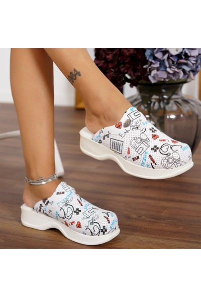 Sağlık Desenli Klasik Sabo Terlik