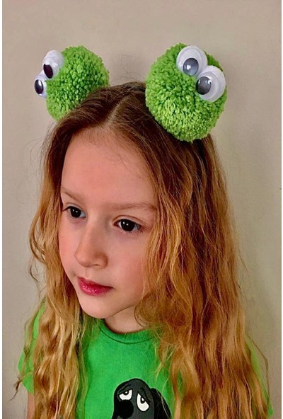 Bukalemun Kurbağa Figürlü Bıg Ponpon Çocuk Kadın Taç