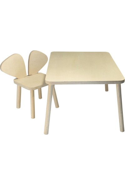 Naturkidz Kulak Çocuk Büyük Masa Sandalye Takımı