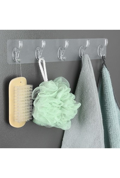 Tuuverse Tek Parça Kendinden Yapışkanlı 5 Kancalı Banyo Mutfak Askı Tuuverse Tek Parça Kendinden Yapışkanlı 5 Kancalı Banyo Mutfak Askı