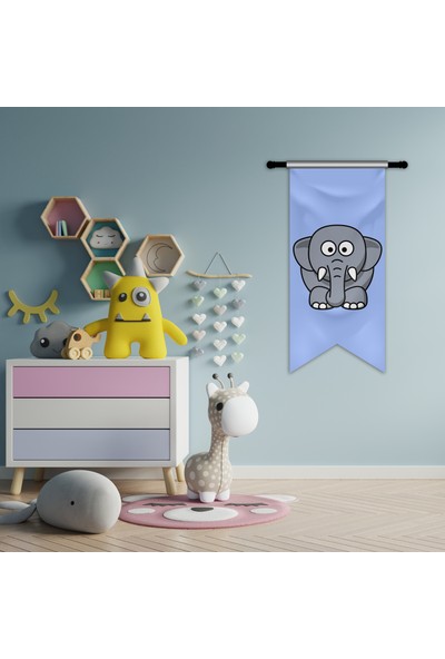 Kum Dijital Eğlenceli Fil Çocuk Odası Dekoratif Bayrak Kum Dijital Eğlenceli Fil Çocuk Odası Dekoratif Bayrak