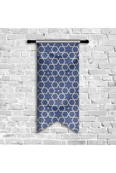 Kum Dijital Mavi Desenli Dekoratif Bayrak