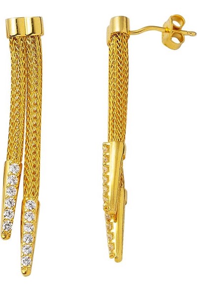 Bilezikci Örgü Zincir 14 Ayar Altın Küpe