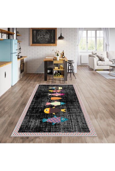 West Home Dijital Baskılı Yıkanabilir Kaymaz Taban Mutfak Halısı