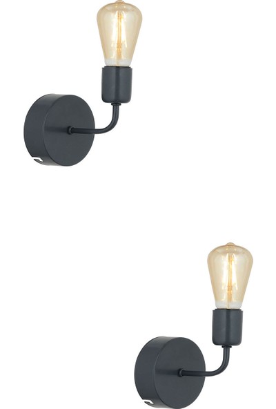 Apliqa Core Siyah Modern 2'li Aplik Seti