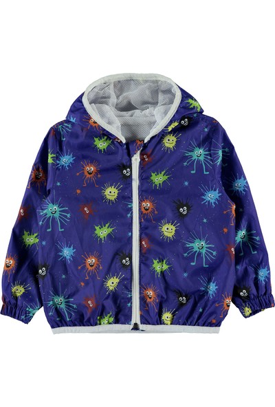 Civil Boys Erkek Çocuk Kapüşonlu Yağmurluk 2-5 Yaş Saks Mavisi