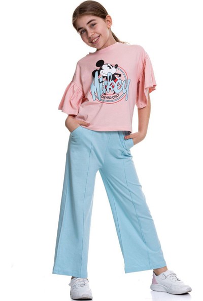 Riccotarz Kız Çocuk Kolları Volanlı Mickey Baskılı Bol Paça Pembe Eşofman Takım Riccotarz Kız Çocuk Kolları Volanlı Mickey Baskılı Bol Paça Pembe Eşofman Takım