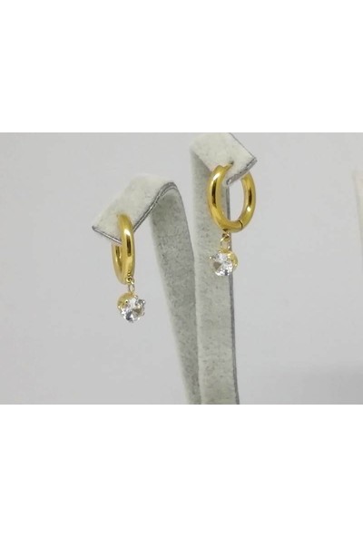 Eke Butik Tek Taş Çelik Küpe