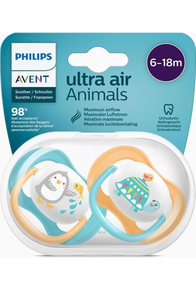 Philips Avent Ultra Air Animals 2li Emzik 6-18 Ay - Philips Avent Ultra Air Animals 2li Emzik 6-18 Ay -