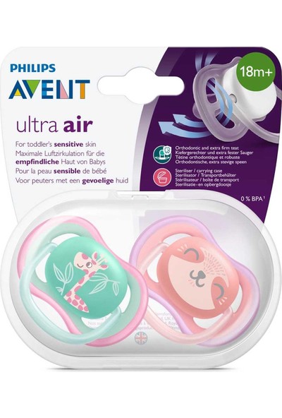 Philips Avent Ultra Air Karanlıkta Parlayan 2li Desenli Gece Emziği +18 Ay - Kız Philips Avent Ultra Air Karanlıkta Parlayan 2li Desenli Gece Emziği +18 Ay - Kız