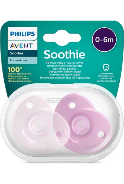 Philips Avent Soothie Ortodontik Saklama Kutulu 2li Emzik 0-6 Ay - Kız Philips Avent Soothie Ortodontik Saklama Kutulu 2li Emzik 0-6 Ay - Kız