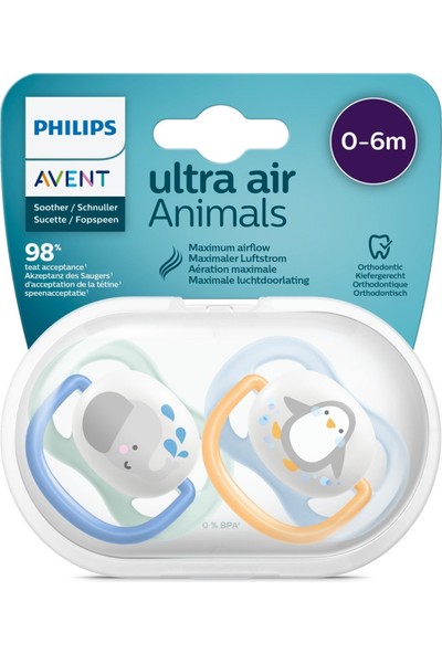 Philips Avent Ultra Air Animals 2li Emzik 0-6 Ay - Erkek Philips Avent Ultra Air Animals 2li Emzik 0-6 Ay - Erkek