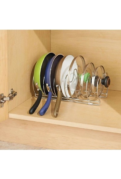 Sas Dolap Içi Tava ve Kapak Düzenleyici Krom Sas Dolap Içi Tava ve Kapak Düzenleyici Krom