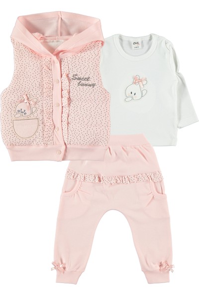 Civil Baby Kız Bebek 3'lü Takım 6-12 Ay Pudra Pembe Civil Baby Kız Bebek 3'lü Takım 6-12 Ay Pudra Pembe