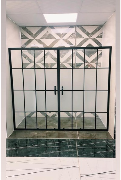 Siyah Serigrafi Kumlama Camlı Düz 5mm Yükseklik 190 cm Duşakabin