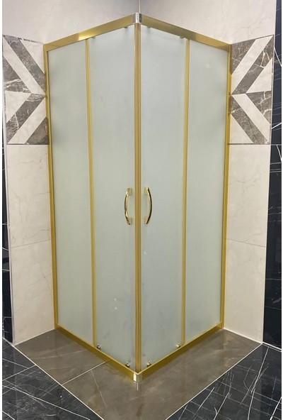 Gold Profil Desenli Kumlama 5mm Camlı Yükseklik 190 cm Duşakabin