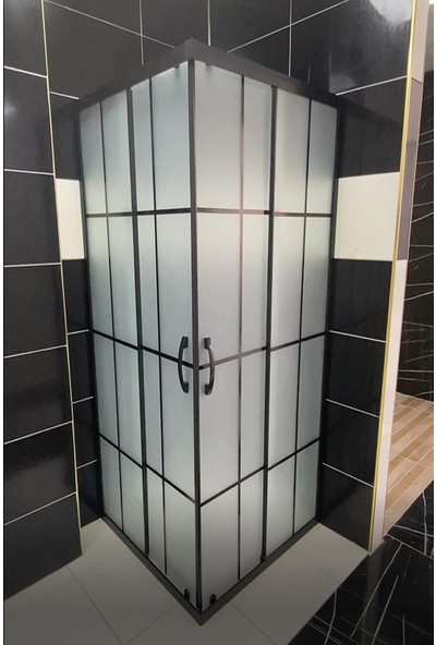 Avrupa Duş Siyah Serigrafi Buzlu 5mm Camlı Yükseklik 190 cm Duşakabin Avrupa Duş Siyah Serigrafi Buzlu 5mm Camlı Yükseklik 190 cm Duşakabin