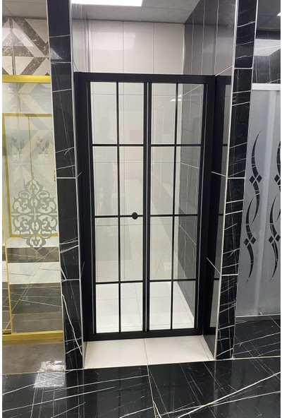 Siyah 4 mm Serigrafi Camlı Yükseklik 190 cm Katlanır Duşakabin