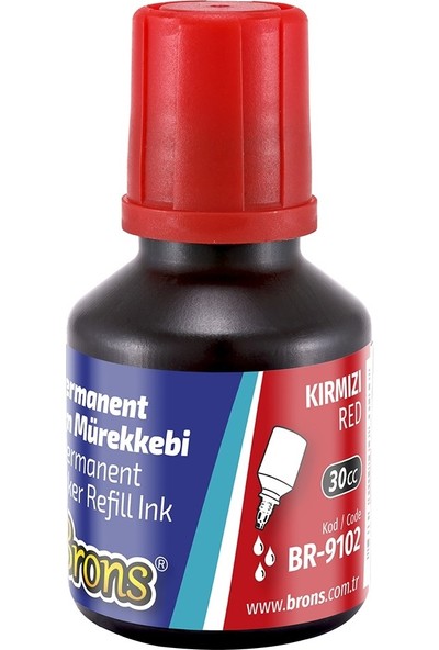 Brons BR-9101 Permanent Marker Kalem Mürekkebi 30CC Kırmızı Brons BR-9101 Permanent Marker Kalem Mürekkebi 30CC Kırmızı