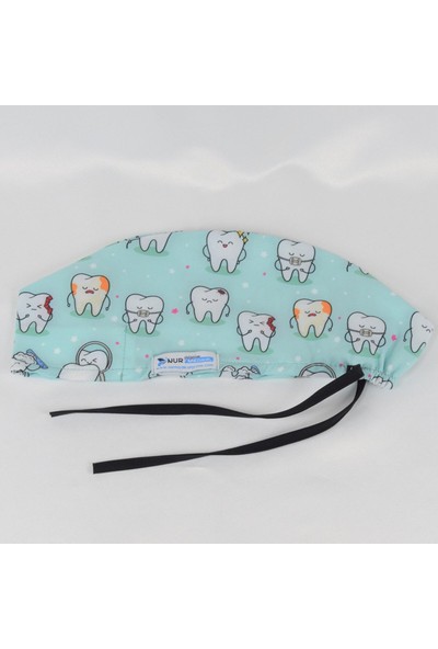 Nur Medikal Giyim Yeşil Diş Desenli Cerrahi Bone