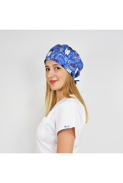 Nur Medikal Giyim Lacivert Diş Desenli Cerrahi Bone Nur Medikal Giyim Lacivert Diş Desenli Cerrahi Bone