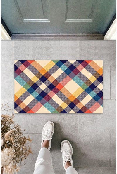 Silkcoat Home Renkli Kapı Önü Paspası Pötikare Desen PS898 Silkcoat Home Renkli Kapı Önü Paspası Pötikare Desen PS898