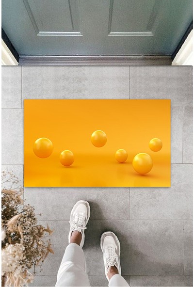 Silkcoat Home Dekoratif Dijital 6'lı Küre Sarı Kapı Paspası Dış Mekan Paspas PS1034 Silkcoat Home Dekoratif Dijital 6'lı Küre Sarı Kapı Paspası Dış Mekan Paspas PS1034