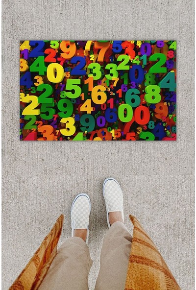 Silkcoat Home Dijital Baskı Dekoratif Sayılar Çok Renkli Kapı Önü Paspası PS1198 Silkcoat Home Dijital Baskı Dekoratif Sayılar Çok Renkli Kapı Önü Paspası PS1198