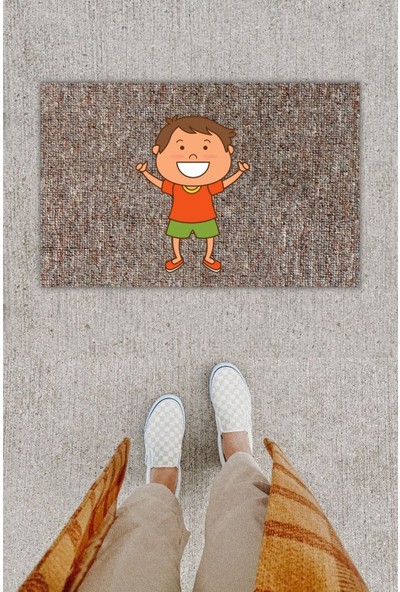 Silkcoat Home Dijital Baskı Dekoratif Gülen Çocuk Gri Kapı Önü Paspası PS1249 Silkcoat Home Dijital Baskı Dekoratif Gülen Çocuk Gri Kapı Önü Paspası PS1249