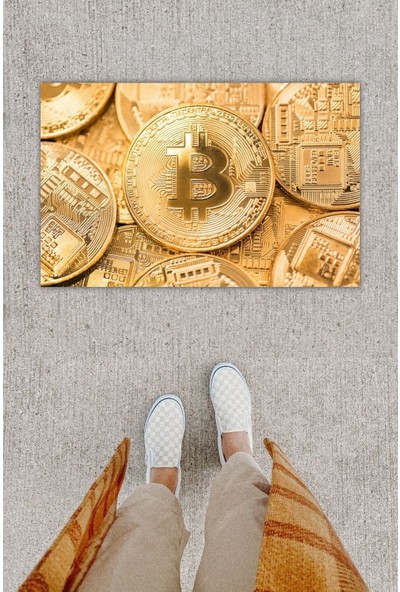 Silkcoat Home Dijital Baskı Dekoratif Bitcoin Gold Kapı Önü Paspası PS1235 Silkcoat Home Dijital Baskı Dekoratif Bitcoin Gold Kapı Önü Paspası PS1235
