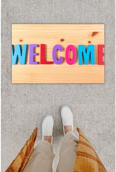 Silkcoat Home Dijital Baskı Dekoratif Welcome Ahşap Kapı Önü Paspası PS1252 Silkcoat Home Dijital Baskı Dekoratif Welcome Ahşap Kapı Önü Paspası PS1252