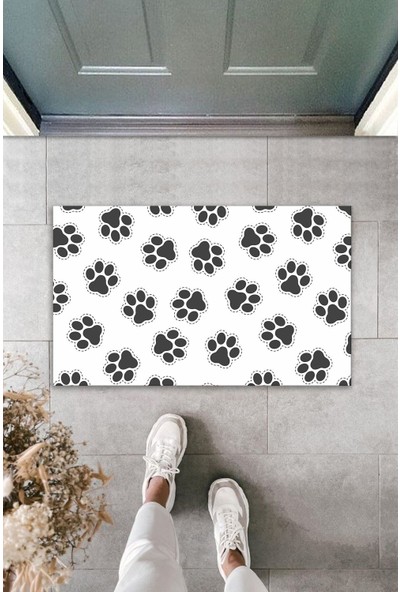 Silkcoat Home Dijital Baskı Beyaz Siyah Patiler Dekoratif Kapı Paspası PS1302 Silkcoat Home Dijital Baskı Beyaz Siyah Patiler Dekoratif Kapı Paspası PS1302