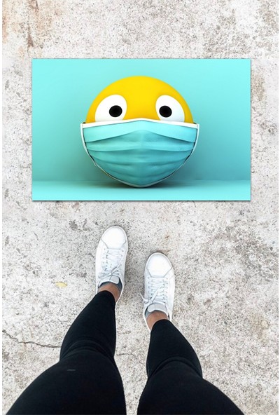 Silkcoat Home Dijital Baskı Mavi Maskeli Emoji Desen Kapı Önü Paspası PS1388 Silkcoat Home Dijital Baskı Mavi Maskeli Emoji Desen Kapı Önü Paspası PS1388