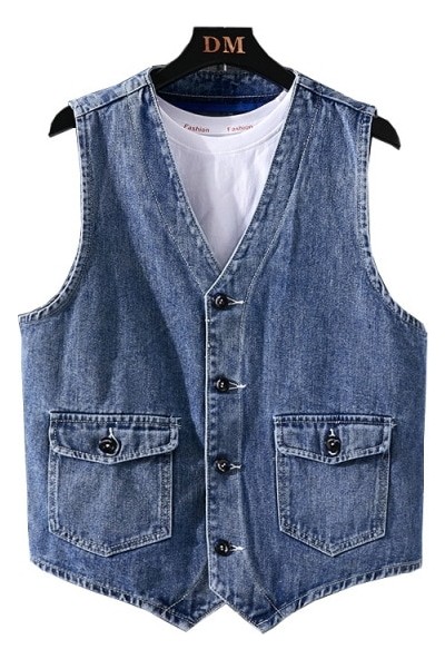 Generic Erkek Denim Yelek Vintage Kolsuz Ceket Moda Dış Giyim Hırka Yelek V Boyun Kot Yelek (Yurt Dışından) Generic Erkek Denim Yelek Vintage Kolsuz Ceket Moda Dış Giyim Hırka Yelek V Boyun Kot Yelek (Yurt Dışından)