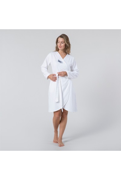 Chakra Frio Kadın Bornoz Beyaz