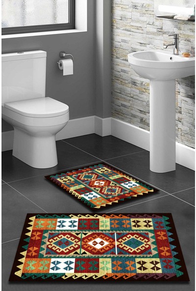 Cappio Antik Desenli Renkli Banyo Paspası-CP-BNY-01188 Cappio Antik Desenli Renkli Banyo Paspası-CP-BNY-01188