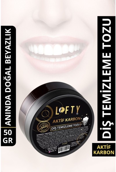 Aktif Karbon Diş Temizleme Tozu Bembeyaz Dişler 50gr Aktif Karbon Diş Temizleme Tozu Bembeyaz Dişler 50gr