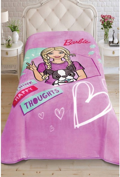 Favora Kristal Barbie Lisanslı Tek Kişilik Battaniye - Lila