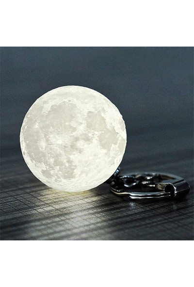 3D LED Anahtarlık Moon Lamba Işıklı Ay Anahtarlık