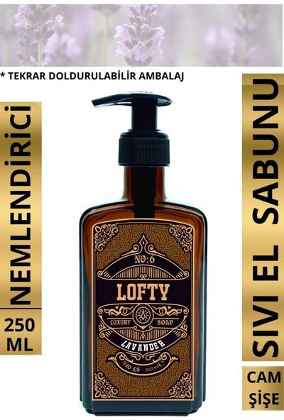 Nemlendirici Lavanta Kokulu Sıvı El Sabunu Cam Şişe Dekor - Vegan Içerik - 250ml Nemlendirici Lavanta Kokulu Sıvı El Sabunu Cam Şişe Dekor - Vegan Içerik - 250ml