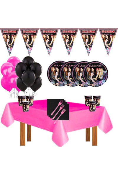 Black Pink Doğum Günü Parti Süsleri Süsleme Seti Black Pink Doğum Günü Parti Süsleri Süsleme Seti