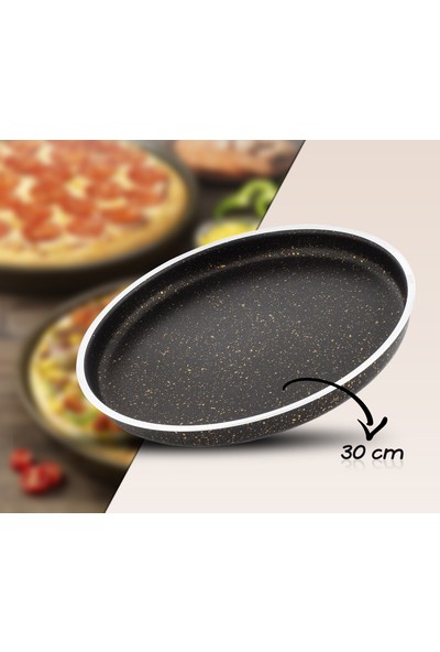 Dora Granitta 30 cm Pizza ve Künefe Tepsi, Siyah Altın Dora Granitta 30 cm Pizza ve Künefe Tepsi, Siyah Altın
