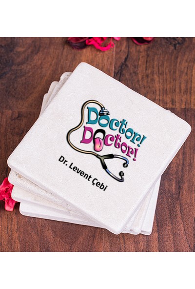 Hediye Dükkanı Kişiye Özel Doktor Doktor Taş Bardak Altlığı